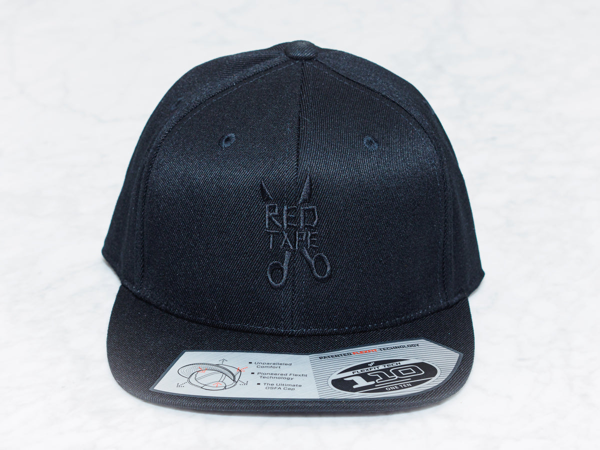 Red Tape black on black adjustable flexfit hat – Red Tape Brewery
